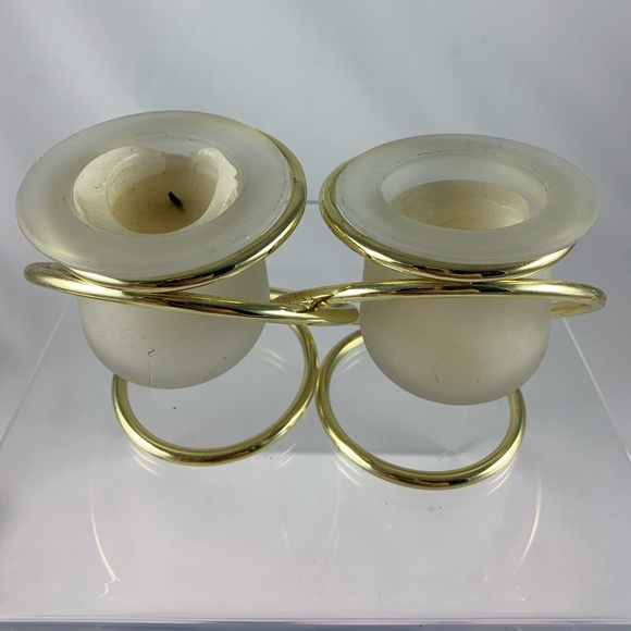 Vintage | Accents | Double Intertwine Gold White Candle Stand Decor ...